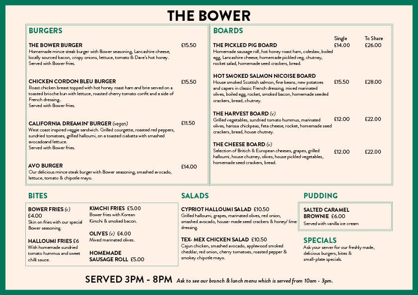 Menu - THE BOWER
