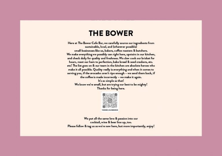 Menu - THE BOWER
